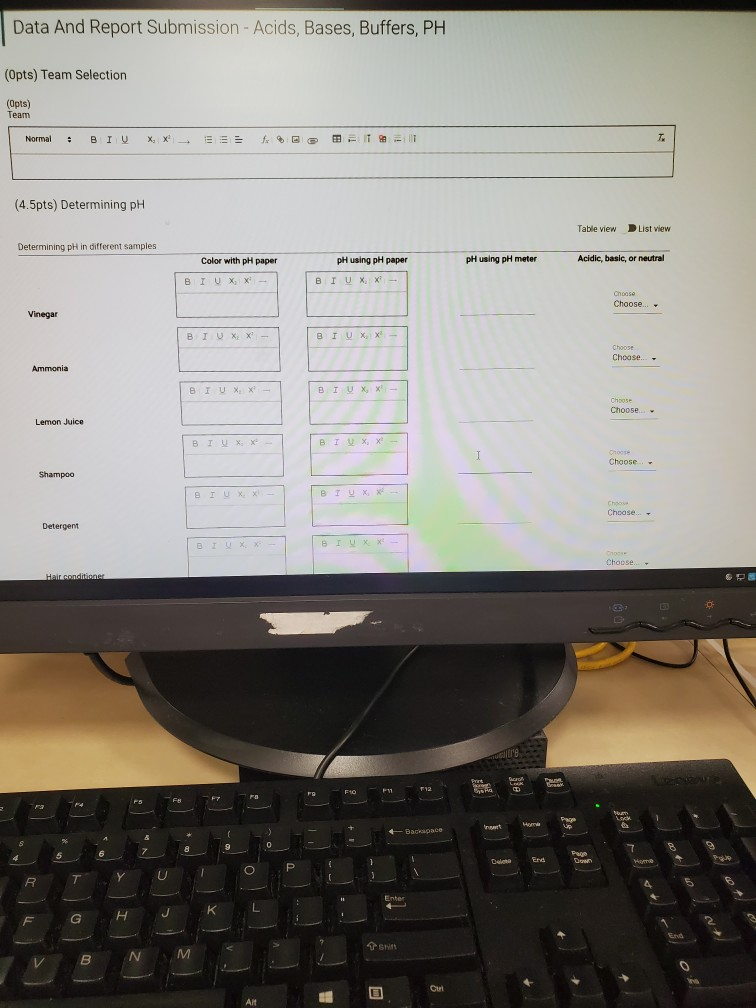 Solved Data And Report Submission - Acids, Bases, Buffers, | Chegg.com