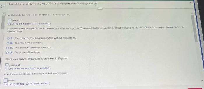 Solved 1. Cibuiate the inean of the chilgren at their | Chegg.com