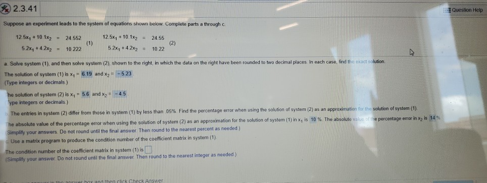 Solved 2.3.41 Suppose an experiment leads to the system of | Chegg.com