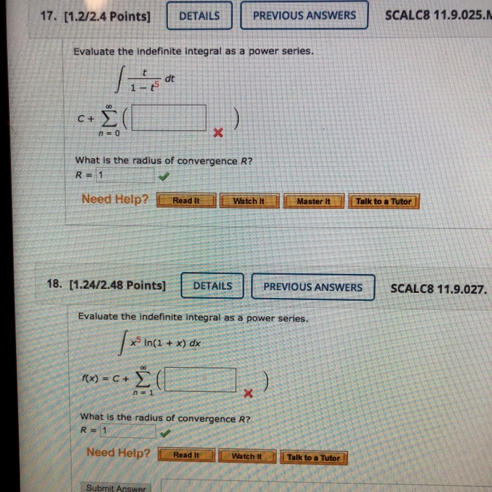 Solved 17. (1.2/2.4 Points] DETAILS PREVIOUS ANSWERS SCALC8 | Chegg.com
