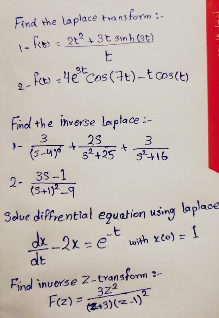 Solved Find the laplace transform:- | Chegg.com