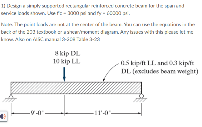 1) ﻿Design a simply supported rectangular reinforced | Chegg.com
