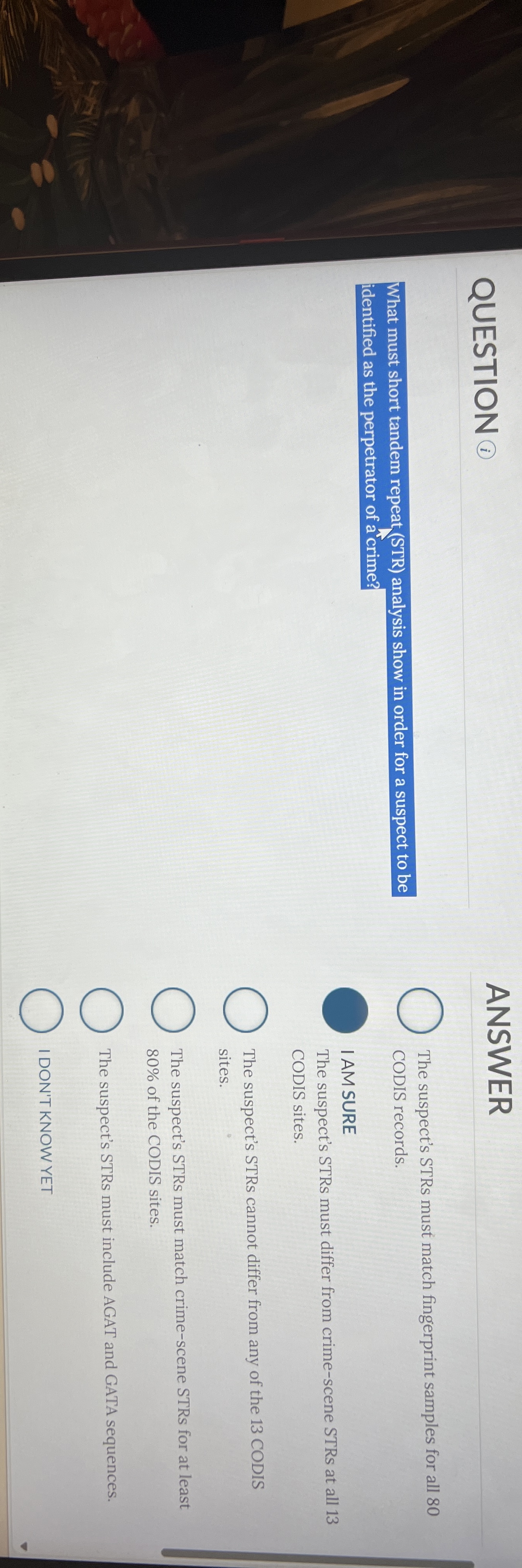 Solved QUESTIONANSWERWhat must short tandem repeat(STR) | Chegg.com