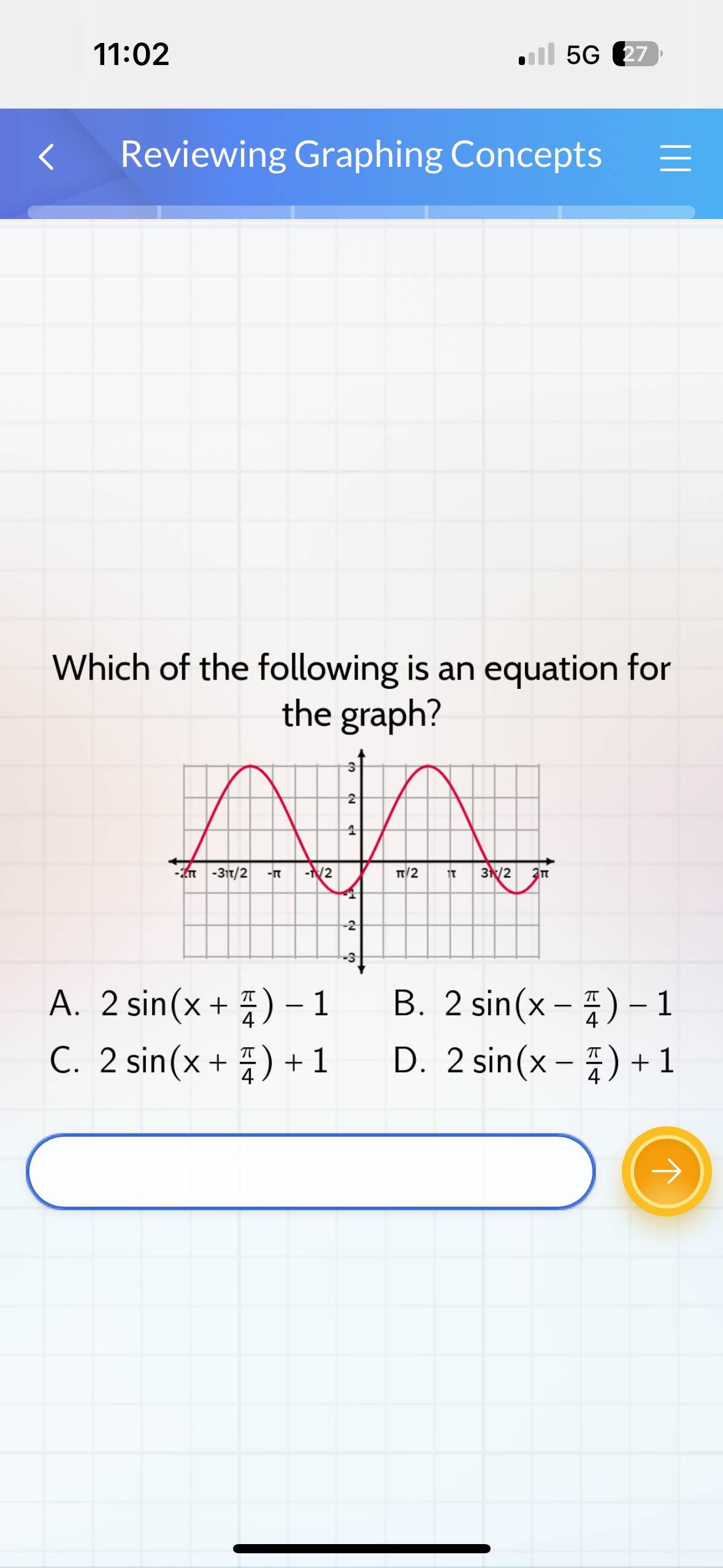 Solved 11:02II 5GReviewing Graphing ConceptsWhich of the | Chegg.com