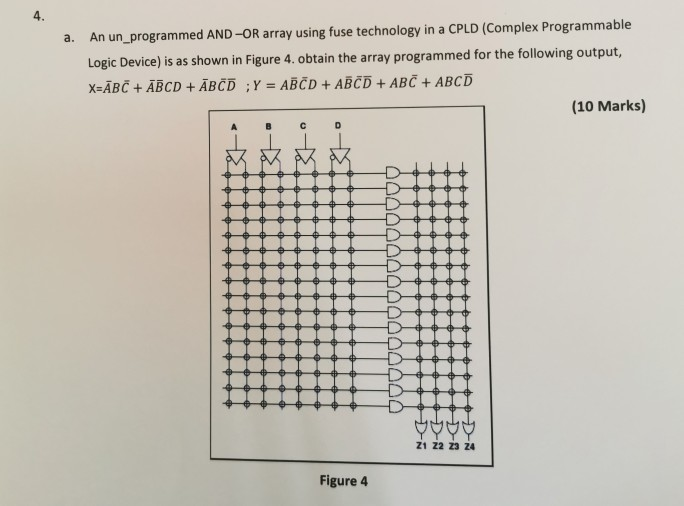 Solved 4. a. An un_programmed AND OR array using fuse | Chegg.com