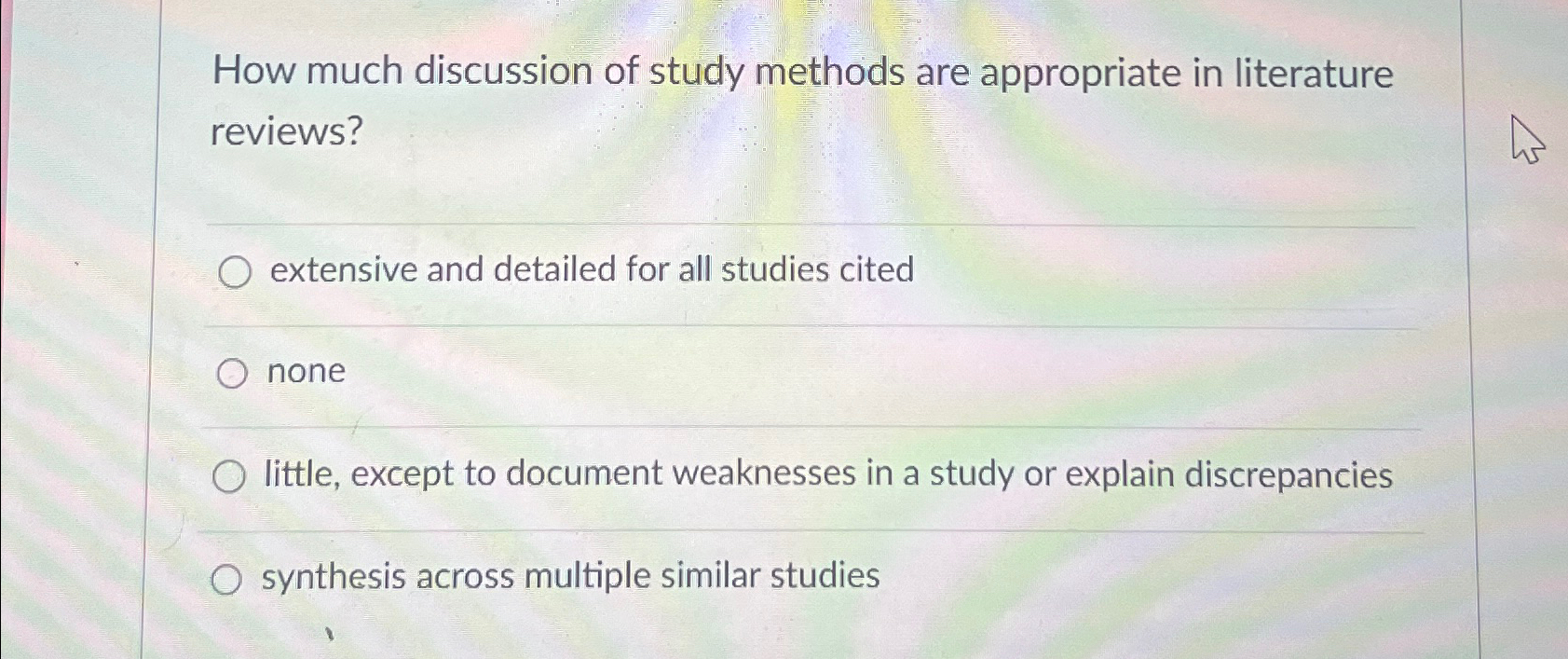 Solved How much discussion of study methods are appropriate | Chegg.com