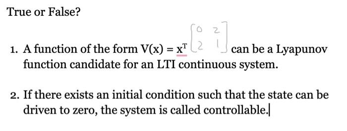 True or False? ? 2 1. A function of the form V(x) = | Chegg.com