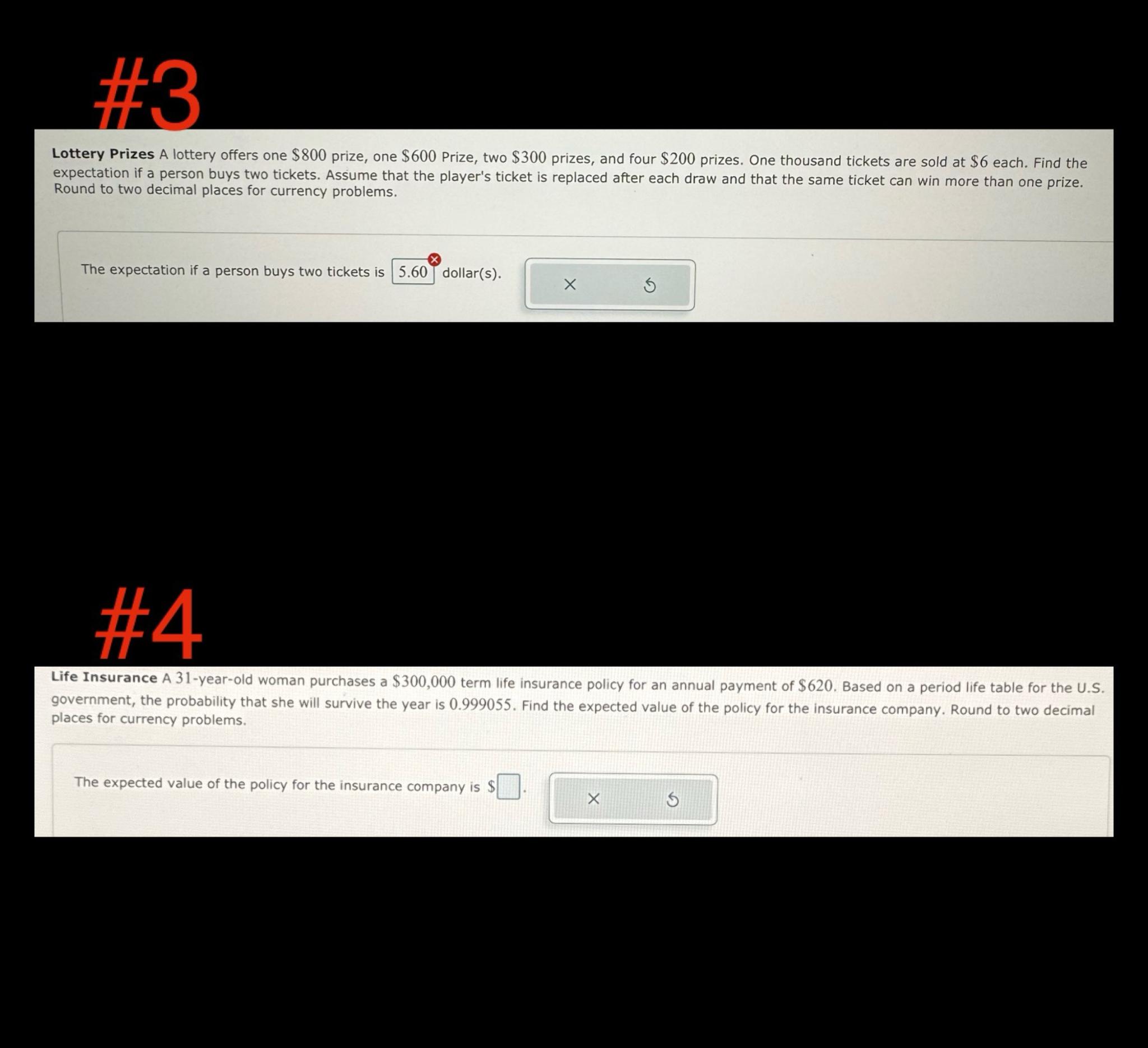 Solved #3 ﻿is not 5.60, ﻿provide correct answer. Provide | Chegg.com