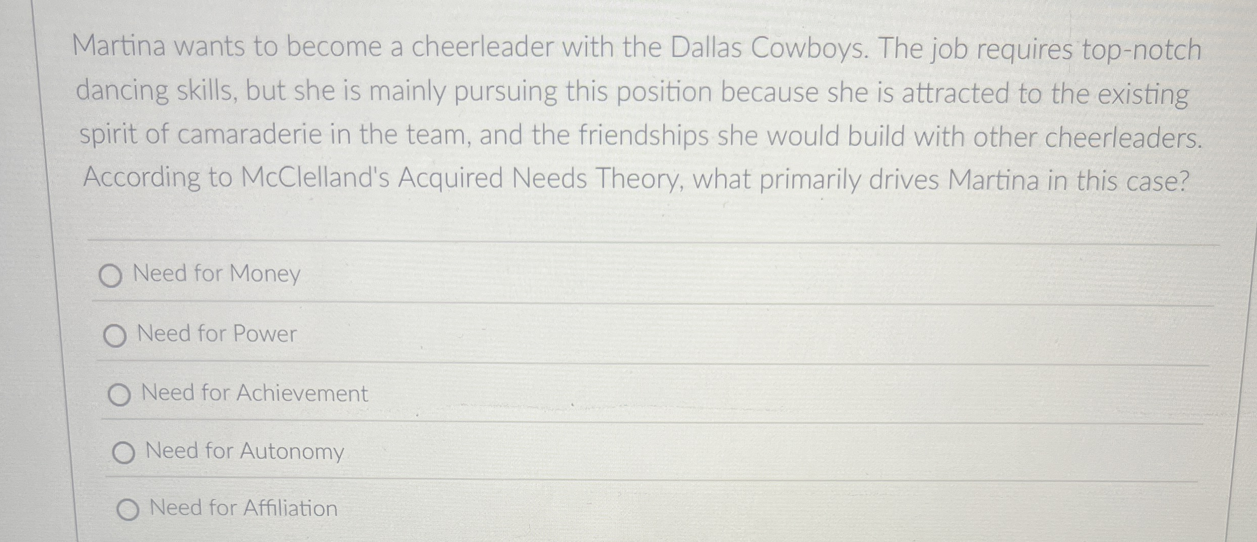 Solved Martina wants to become a cheerleader with the Dallas | Chegg.com