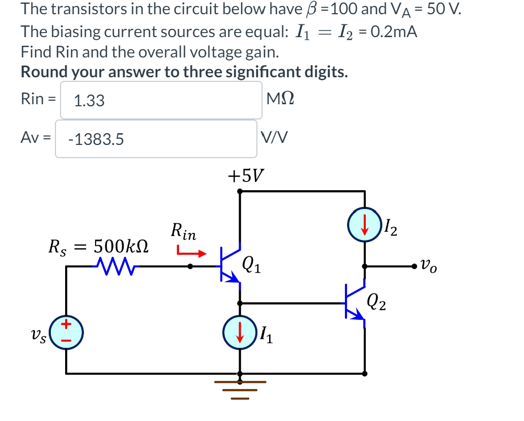 Solved The transistors in the circuit below have β=100 ﻿and | Chegg.com