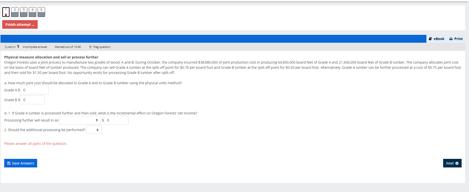 Solved Physical measure allocation and sell or process | Chegg.com