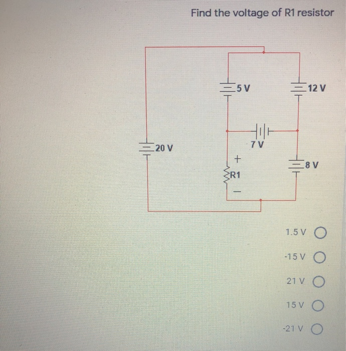 Solved Find the voltage of R1 resistor —5V = 12 V Hull - 20 | Chegg.com