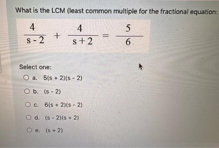 Solved What is the LCM (least common multiple for the | Chegg.com