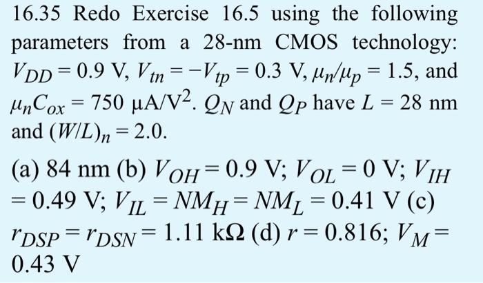 16.35 Redo Exercise 16.5 using the following | Chegg.com