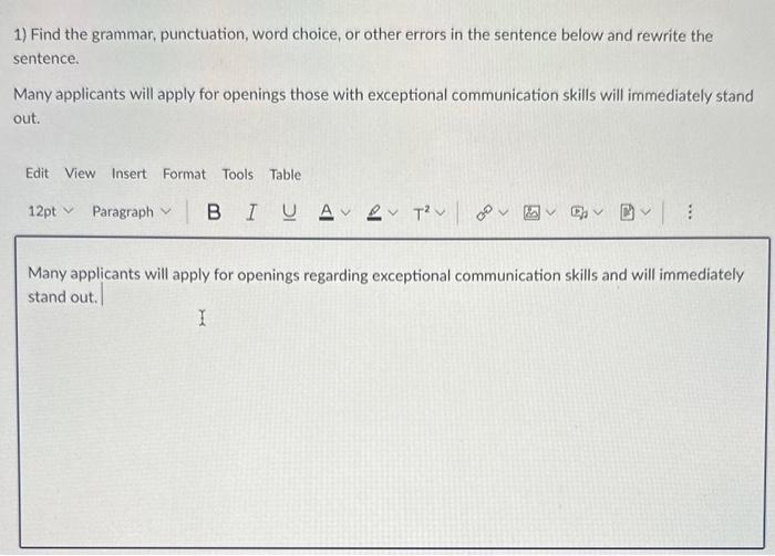 Find the grammar, punctuation, word choice, or other | Chegg.com