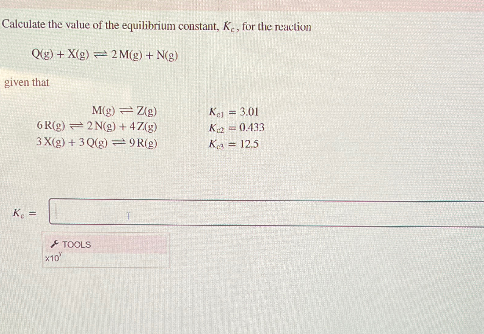 Solved Calculate the value of the equilibrium constant, Kc, | Chegg.com