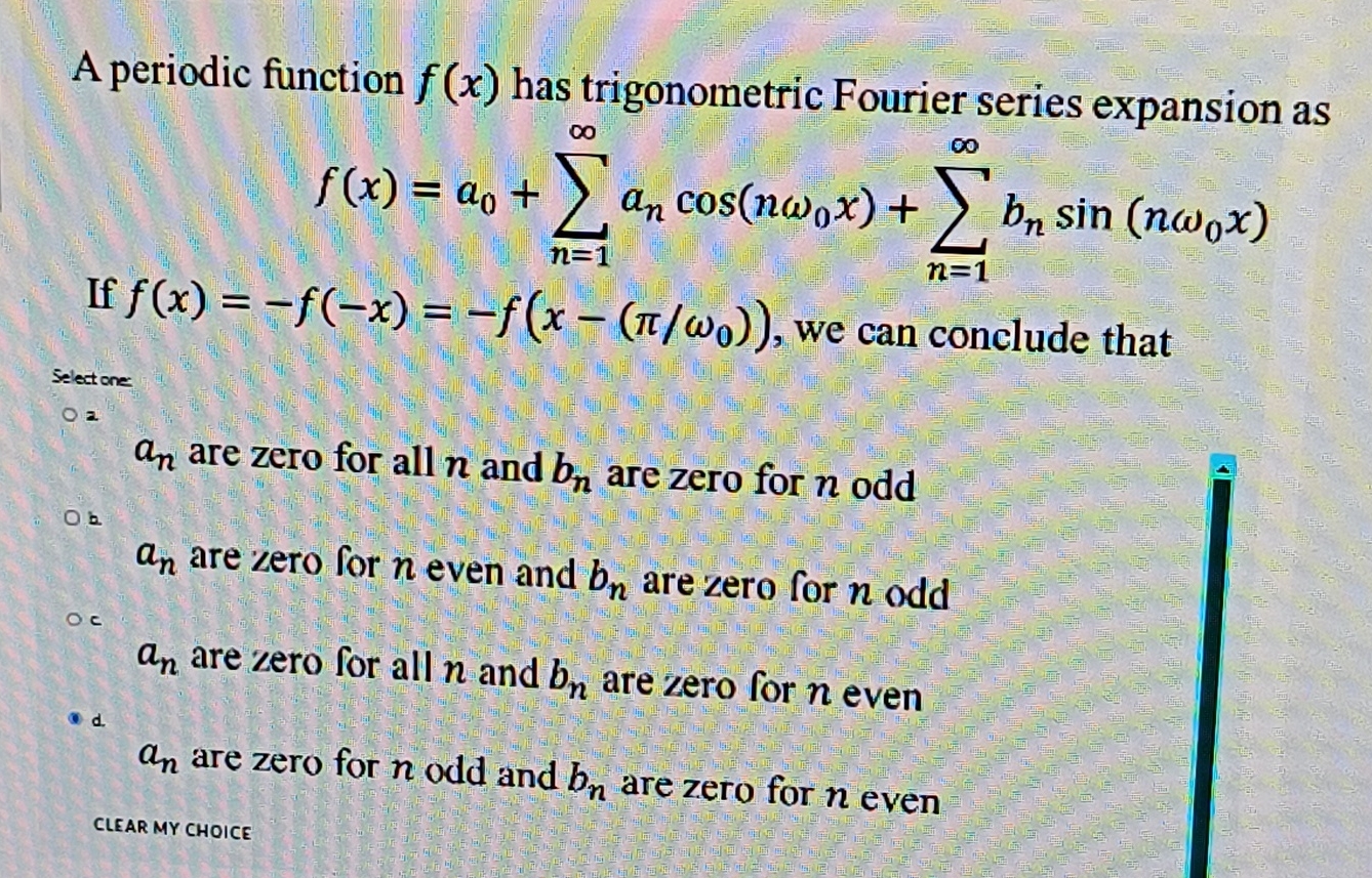Solved A periodic function f(x) ﻿has trigonometric Fourier | Chegg.com