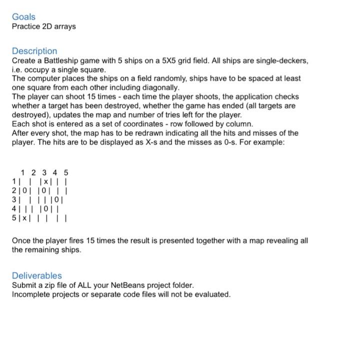 Solved Goals Practice 2D arrays Description Create a | Chegg.com