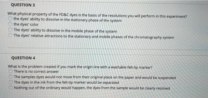 Solved QUESTION 3 What physical property of the FD&C dyes is | Chegg.com