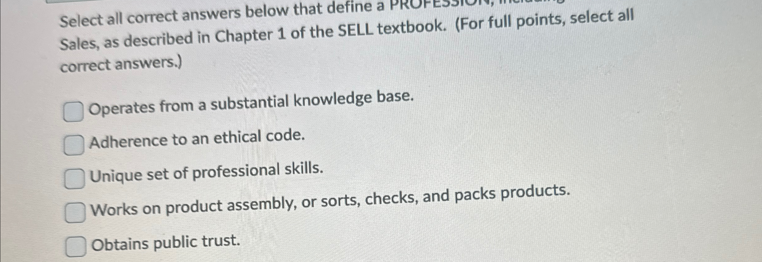 Solved Select all correct answers below that define a Sales, | Chegg.com