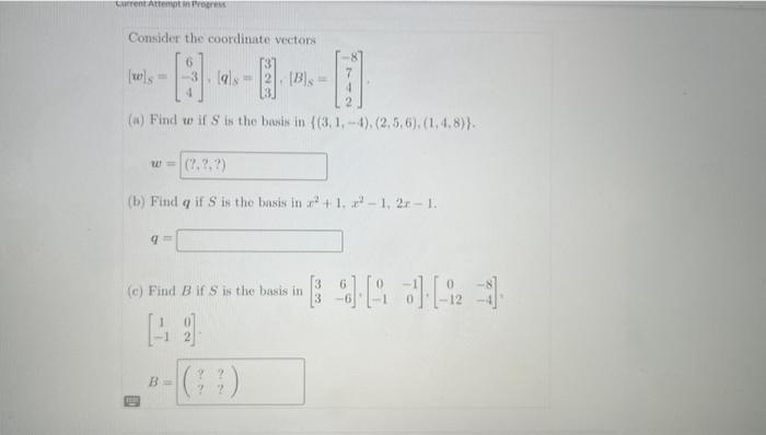 Solved Consider the coordinate vectons | Chegg.com