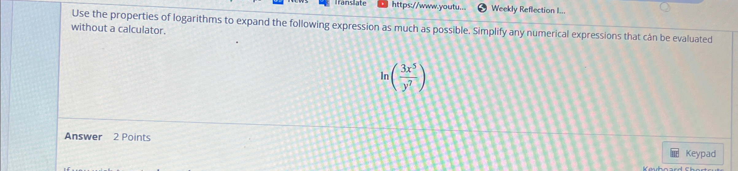 Solved Iranslatehttps://www.youtu...Weekly Reflection | Chegg.com