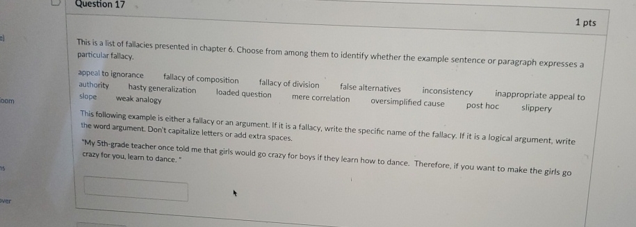 Solved Question 171 ﻿ptsThis is a list of fallacies | Chegg.com