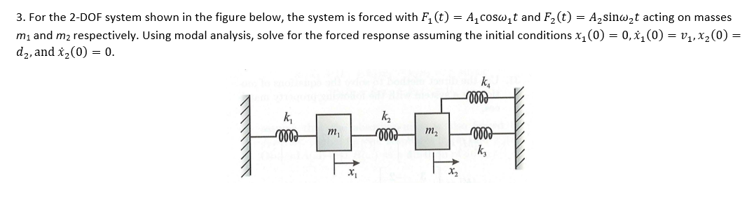 For the 2-DOF system shown in ﻿the figure below, the | Chegg.com