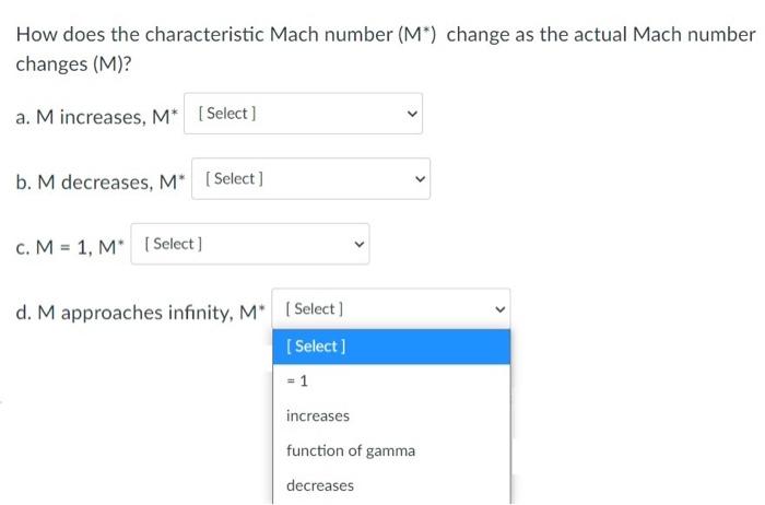 Solved How does the characteristic Mach number (M*) change | Chegg.com