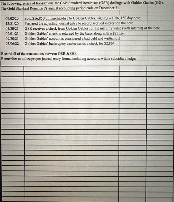 Solved The following series of transactions are Gold | Chegg.com