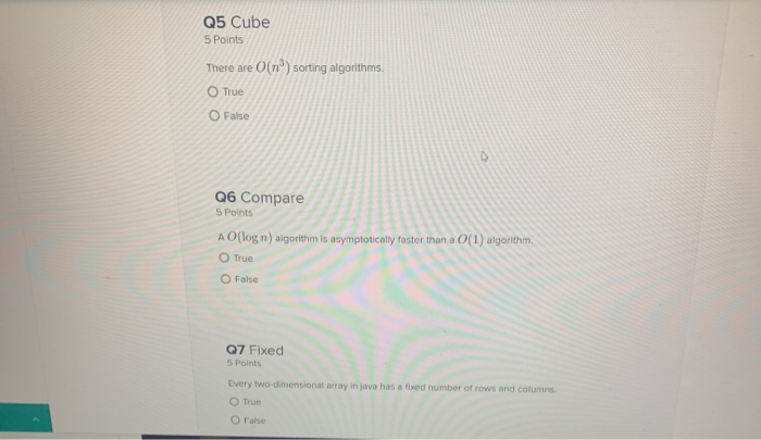Solved Q5 Cube 5 Points There are O(n) sorting algorithms. | Chegg.com