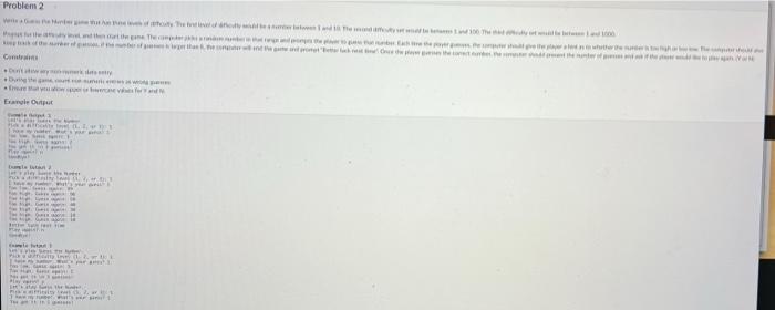 Solved Write a Guess the Number game that has three levels | Chegg.com