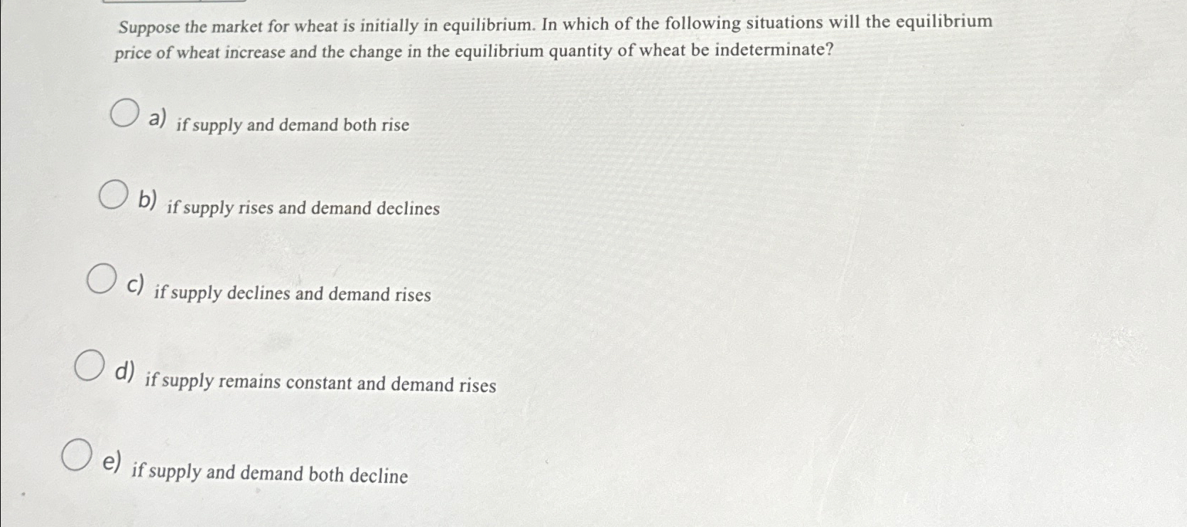 Solved Suppose the market for wheat is initially in | Chegg.com