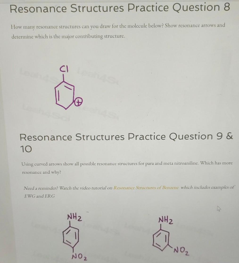 Solved Resonance Structures Practice Question 2 Draw all | Chegg.com