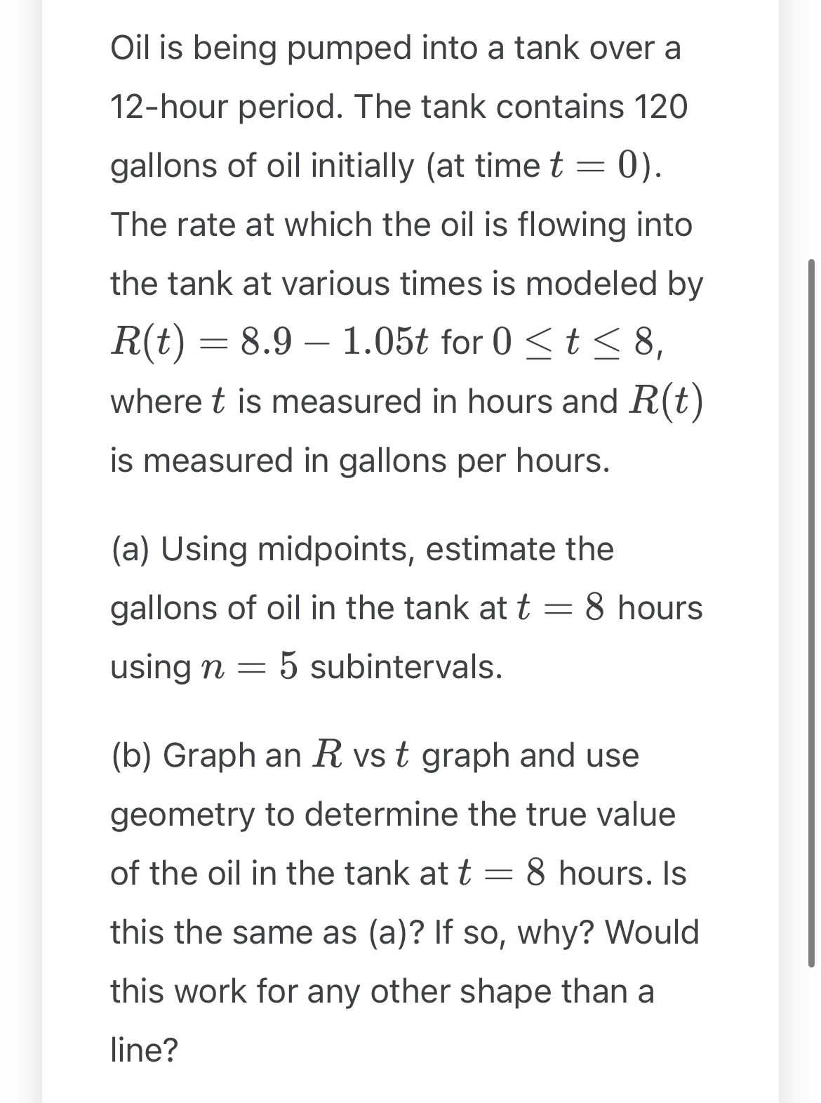 Solved Oil is being pumped into a tank over a 12-hour | Chegg.com