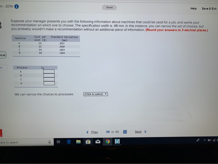 Solved - 2019 Seved Help Save & Exit Suppose your manager | Chegg.com