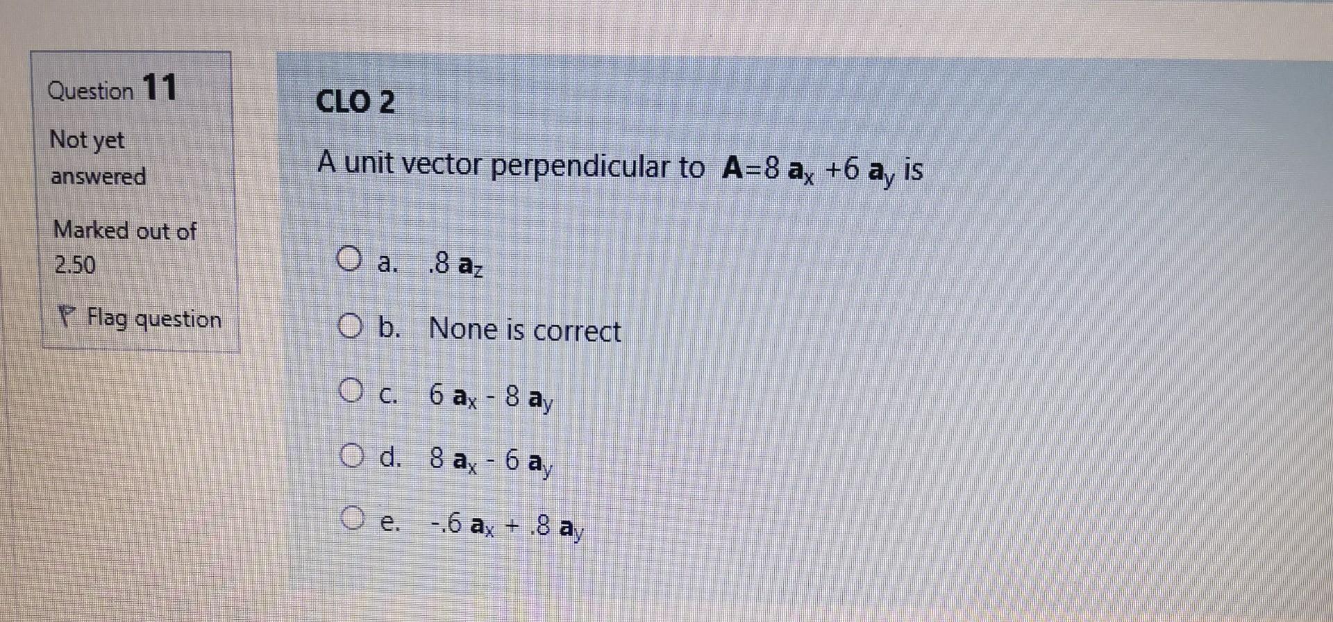Solved Question 11 CL02 Not yet answered A unit vector | Chegg.com