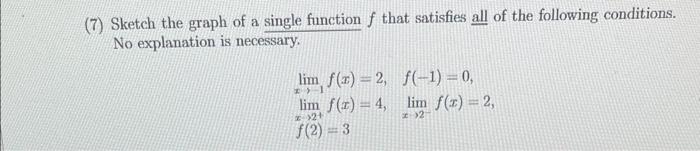 Solved (7) Sketch the graph of a single function f that | Chegg.com