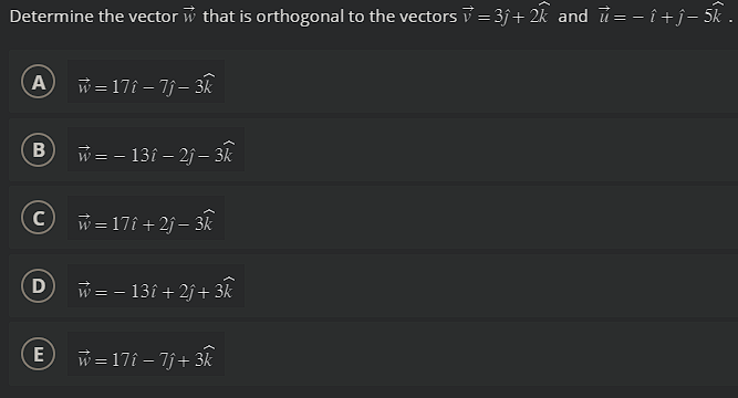 Solved Determine the vector vec(w) ﻿that is orthogonal to | Chegg.com