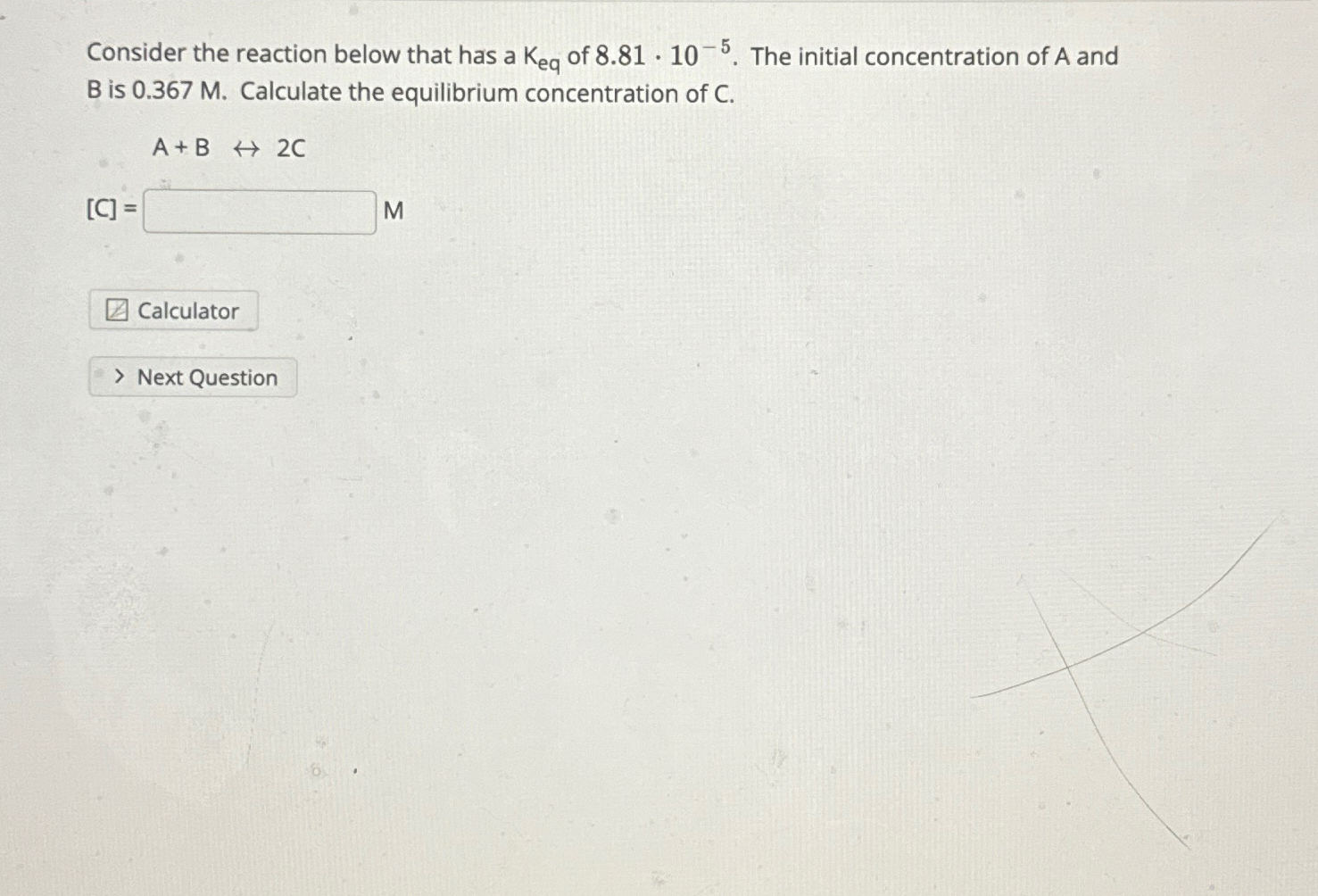 Solved Consider the reaction below that has a Keq ﻿of | Chegg.com
