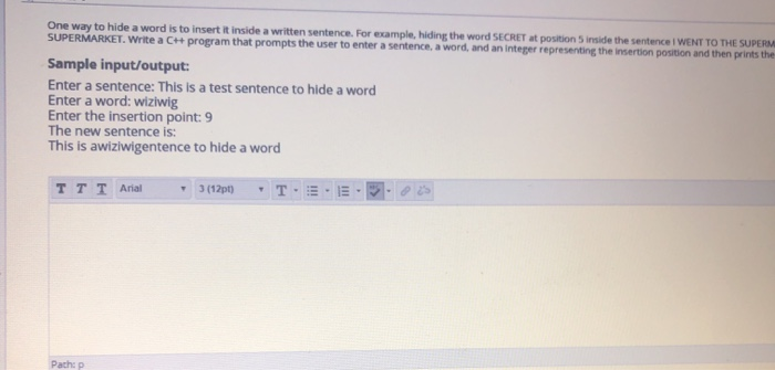Solved One way to hide a word is to insert it inside a | Chegg.com