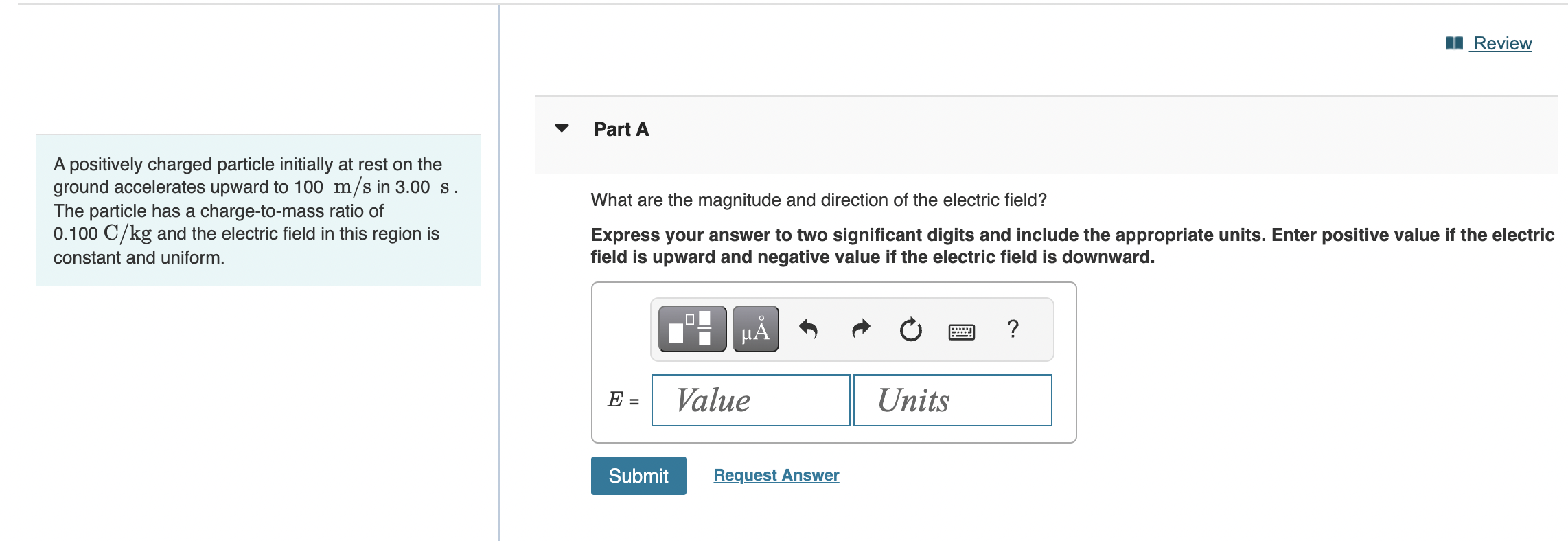 Solved Part AA positively charged particle initially at rest | Chegg.com