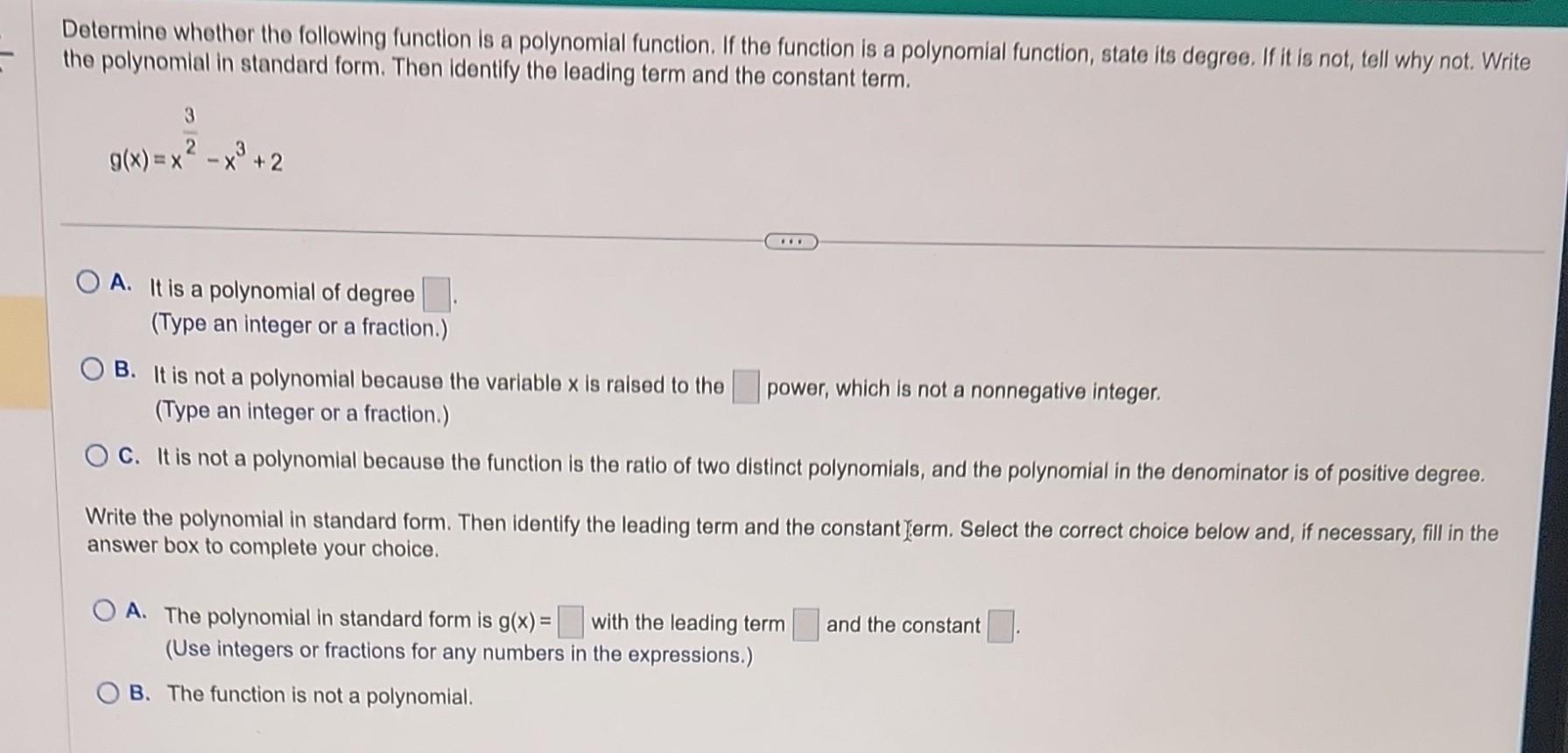 Solved Determine whether the following function is a | Chegg.com
