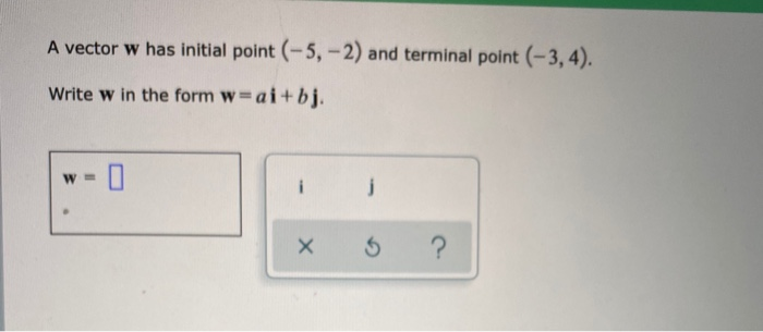 Solved A vector w has initial point (-5, -2) and terminal | Chegg.com