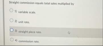 Solved Straight commission equals total sales multiplied | Chegg.com