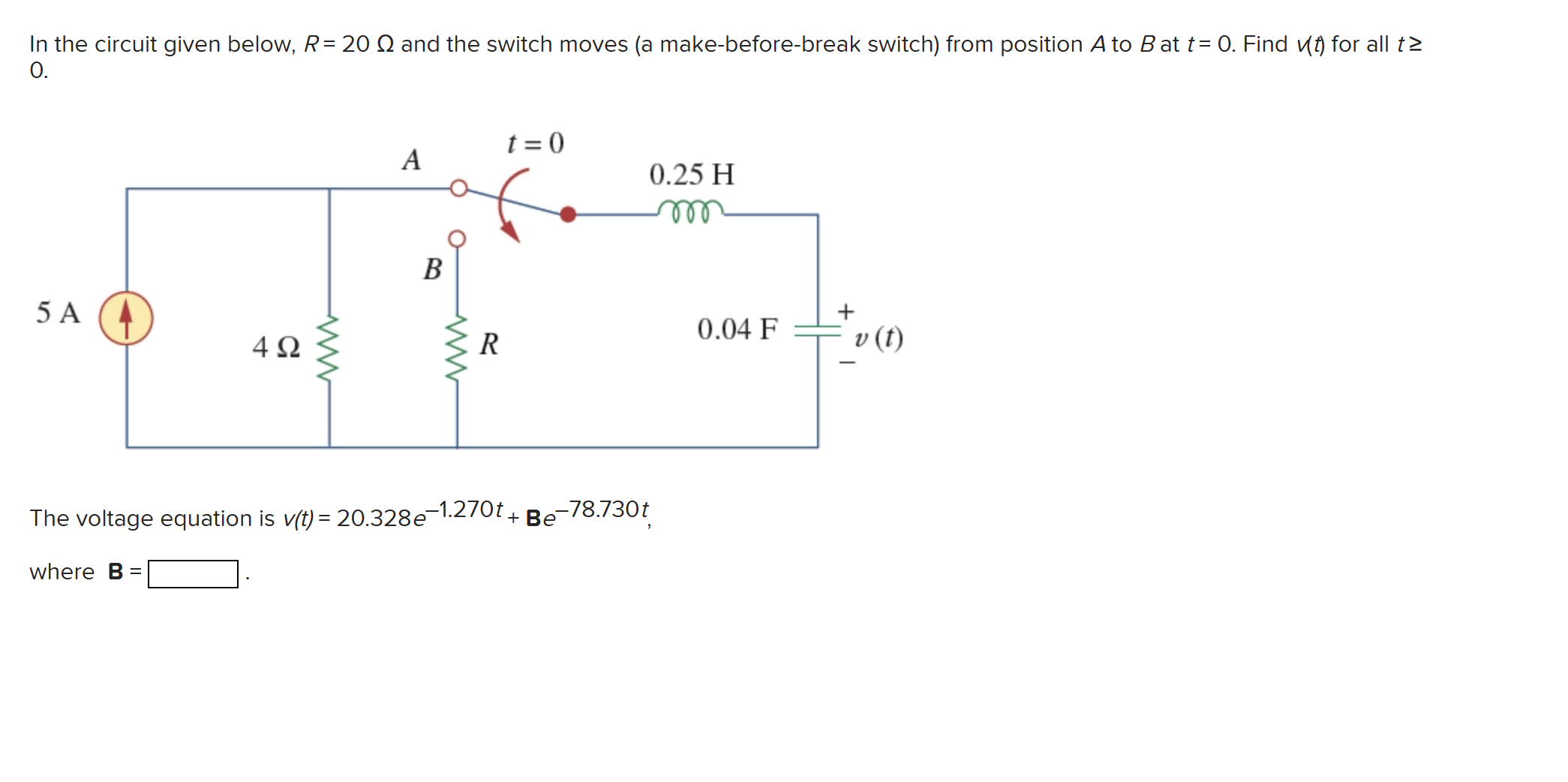 Solved In ﻿the circuit given below, R=20Ωand ﻿the switch | Chegg.com