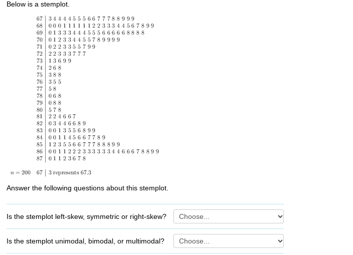 Solved Below Is A Stemplotanswer The Following Questions 