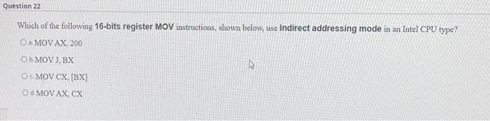 Solved Which of the following 16 -bits register MOV | Chegg.com
