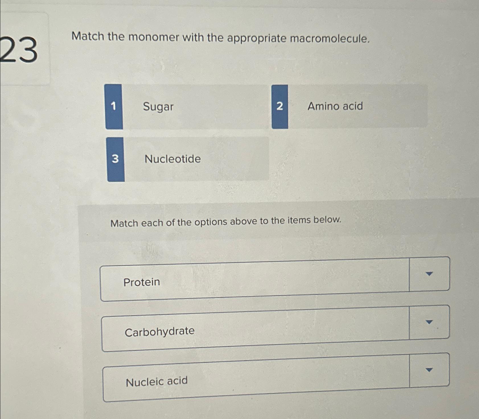 Solved Match the monomer with the appropriate | Chegg.com