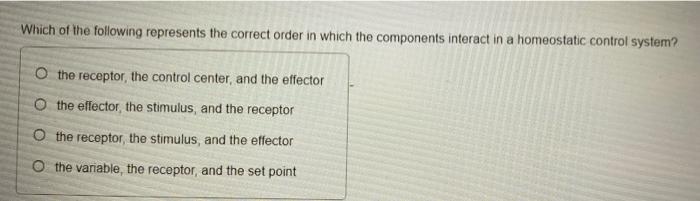 Solved Which of the following represents the correct order | Chegg.com